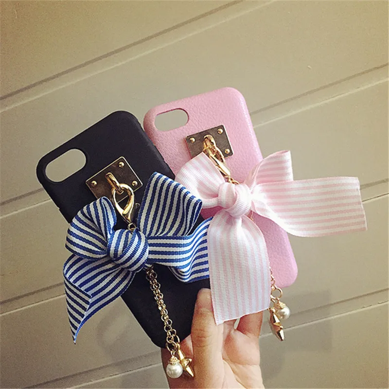 Pearl Bowknot Keychain Star Stripe Tassel Key Chain For Phone Case ...