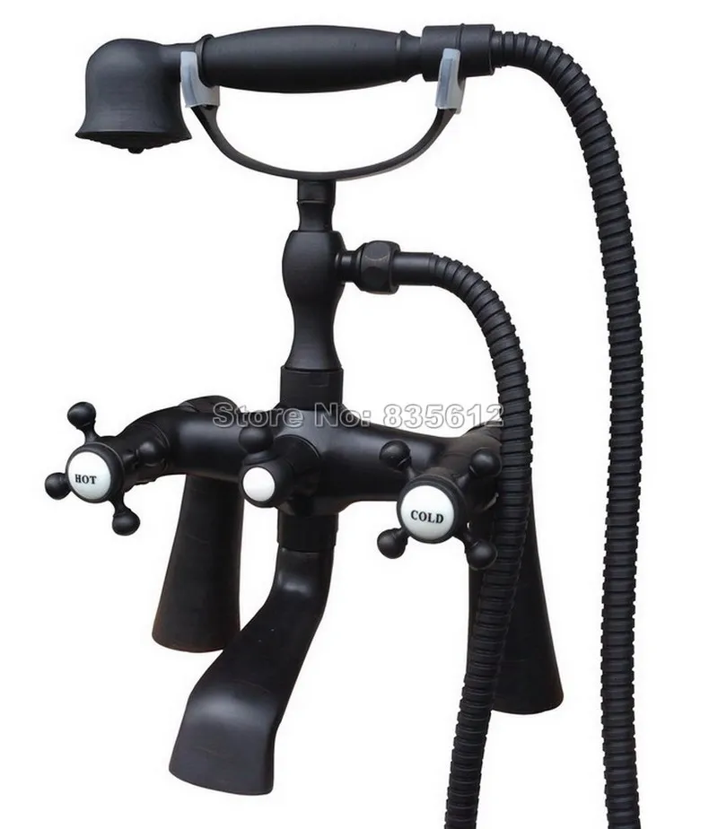 Black Oil Rubbed Bronze Deck Mounted Bathroom Telephone Style Handheld ...