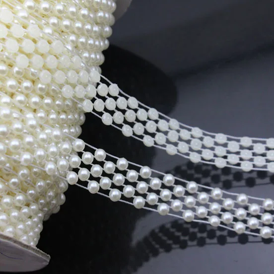 5 yards/lot 15mm Flat Back Plastic Flat Back White Round Pearl Chains ...