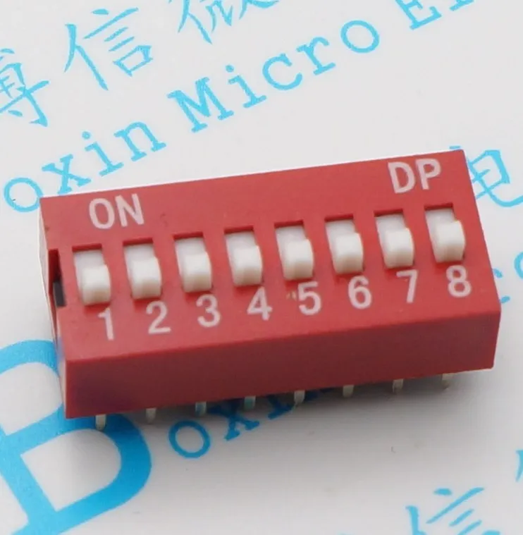 10pcs/lot Red 8 bit 2.54 straight 8P dial code switch 8 bit out of code ...