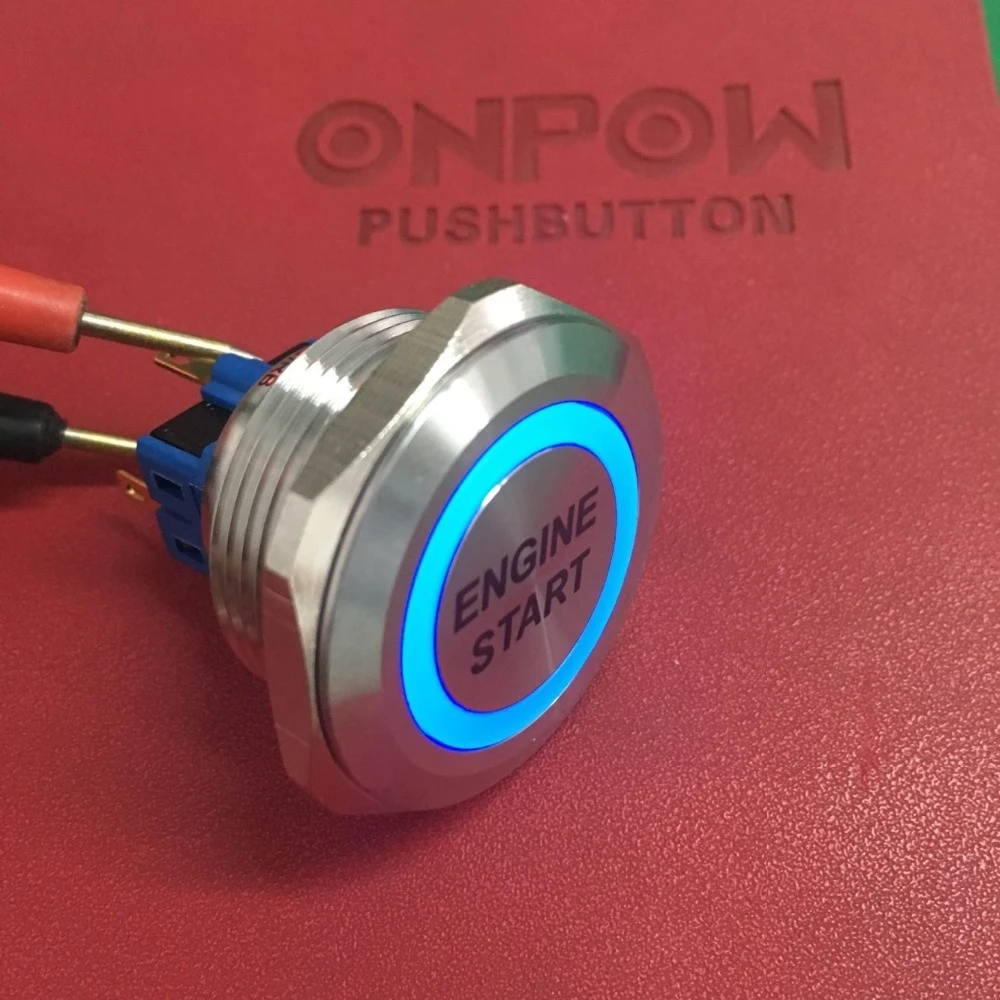 ONPOW 30mm 1NO1NC stainless steel momentary ring illuminated LED with ...