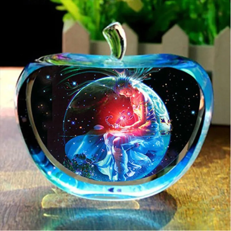 Clear Rare Crystal Glass Apple Model Figurines Paperweights natural ...