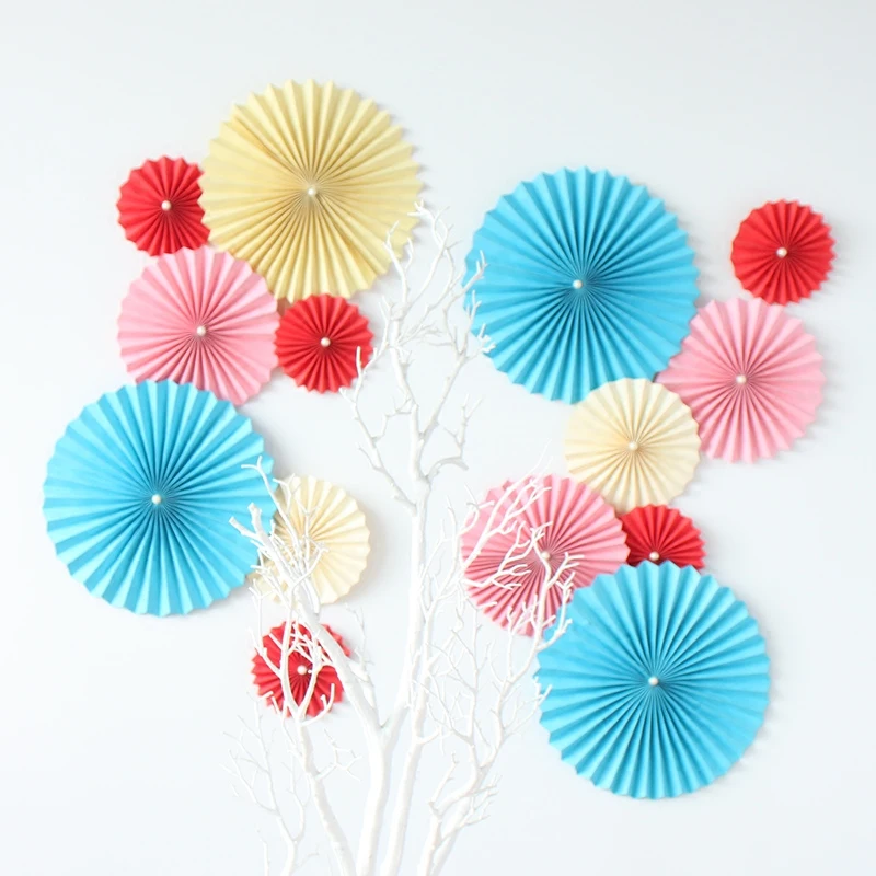 5pcs/lot Monolayer Circular Folded Paper Fan Party Supplies Wedding ...