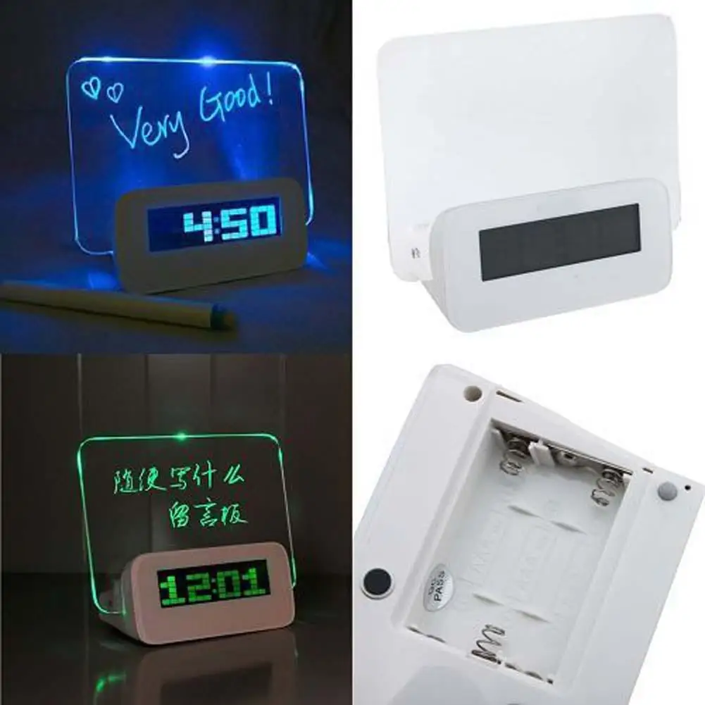 Led Fluorescent Digital Alarm Clock With Message Board Digital Alarm