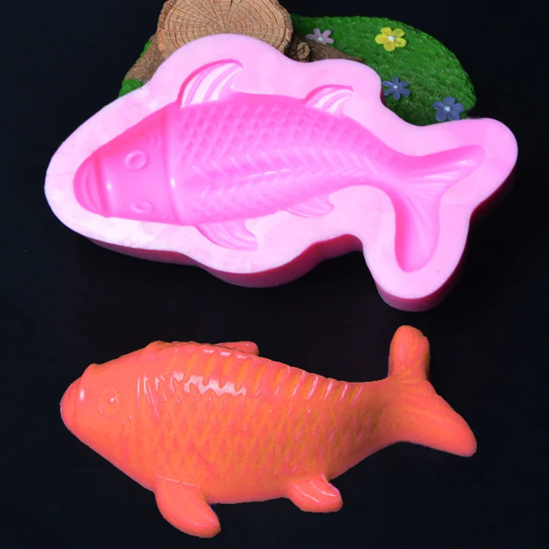 Mold Silicone 3D Goldfish Molds Carp Soaps Moulds Fish Chocolate Mould ...