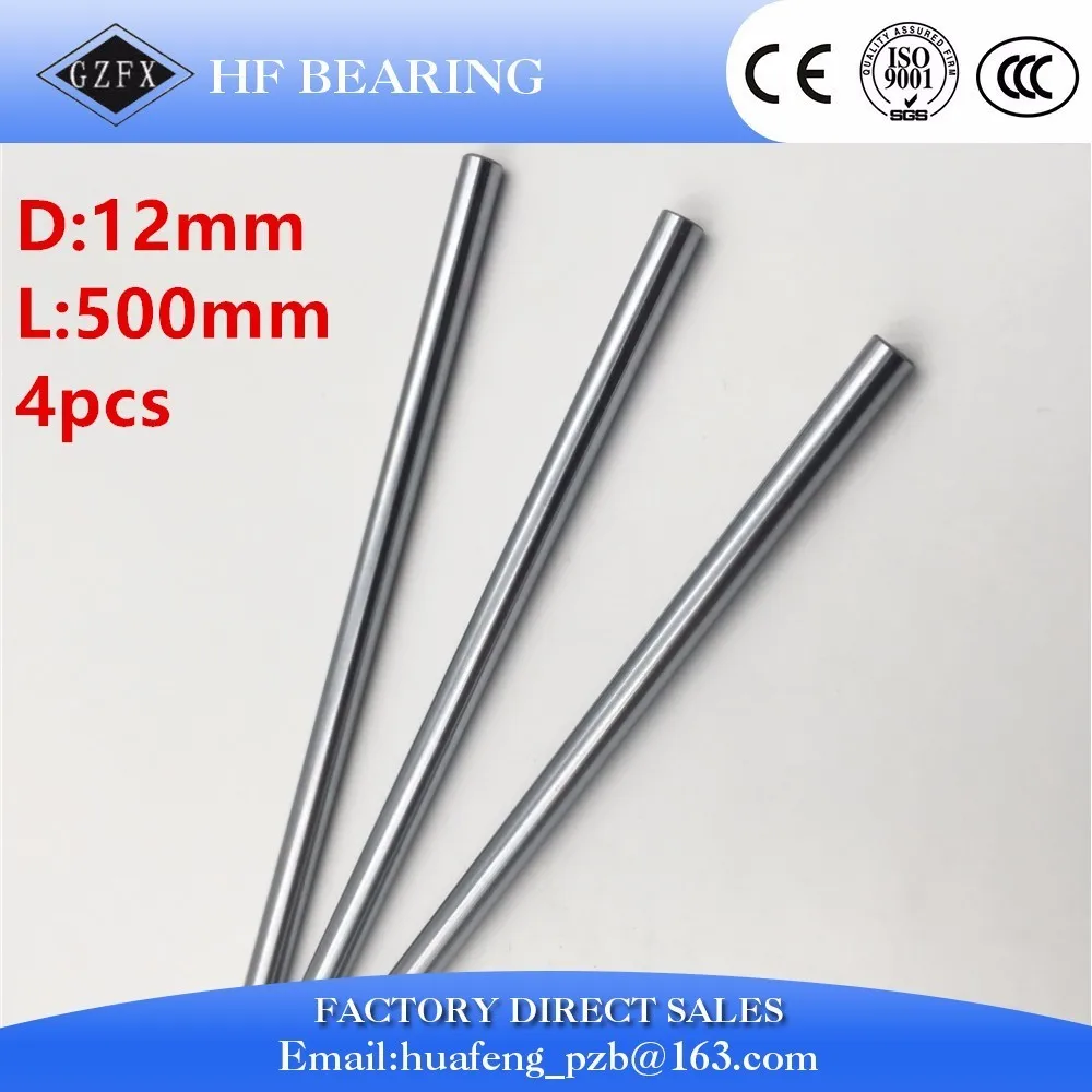 Best Price! 4 pcs Diameter 12mm L500mm Cylinder Linear Rail Shaft ...