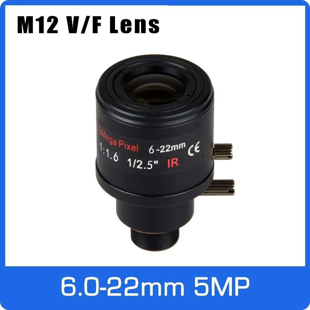 5Megapixel Varifocal CCTV Lens 6 22mm M12 Mount 1/2.5 inch Manual Focus ...