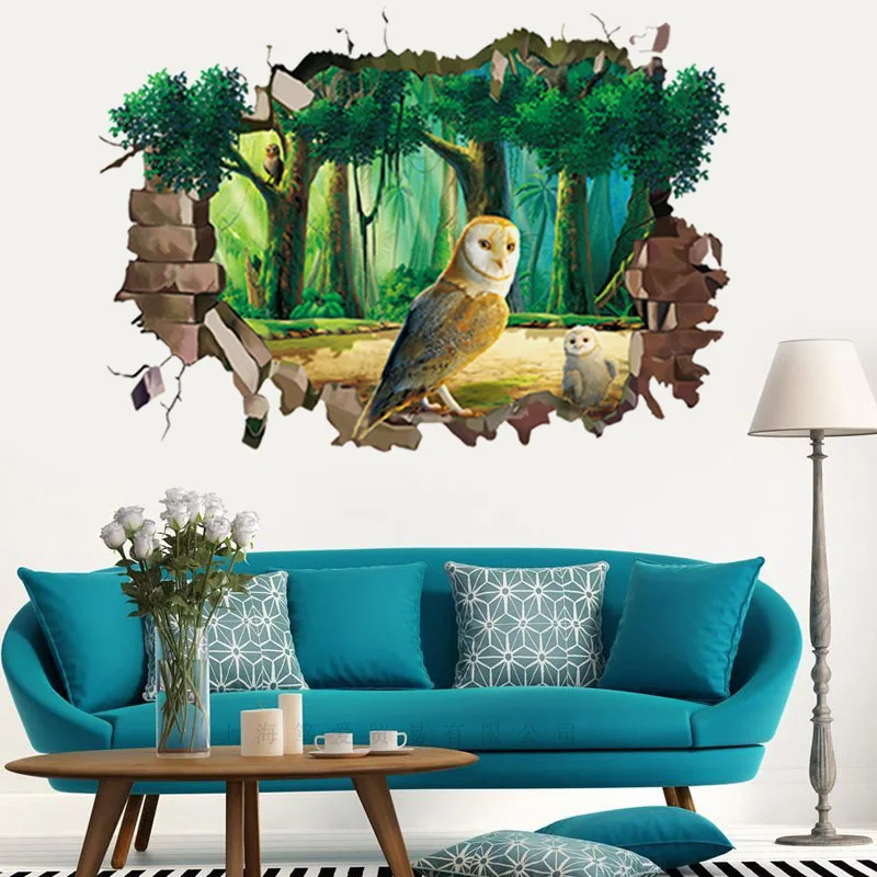 Creative enframed scenery Owl 3D Wall Sticker PVC Material Removable ...
