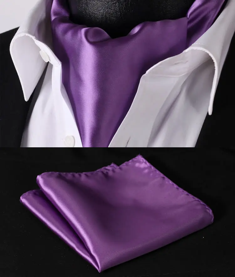 Rl01p Pure Purple Solid Silk Cravat Woven Ascot Tie Pocket Square ...
