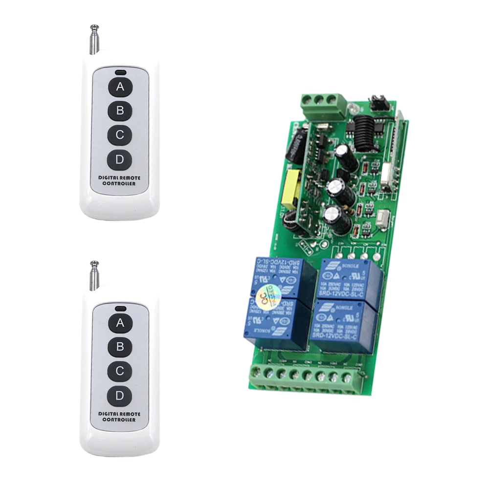 Radio Switch AC 85V 110V 220V 250V RF 4CH Wide Voltage Wireless Remote ...