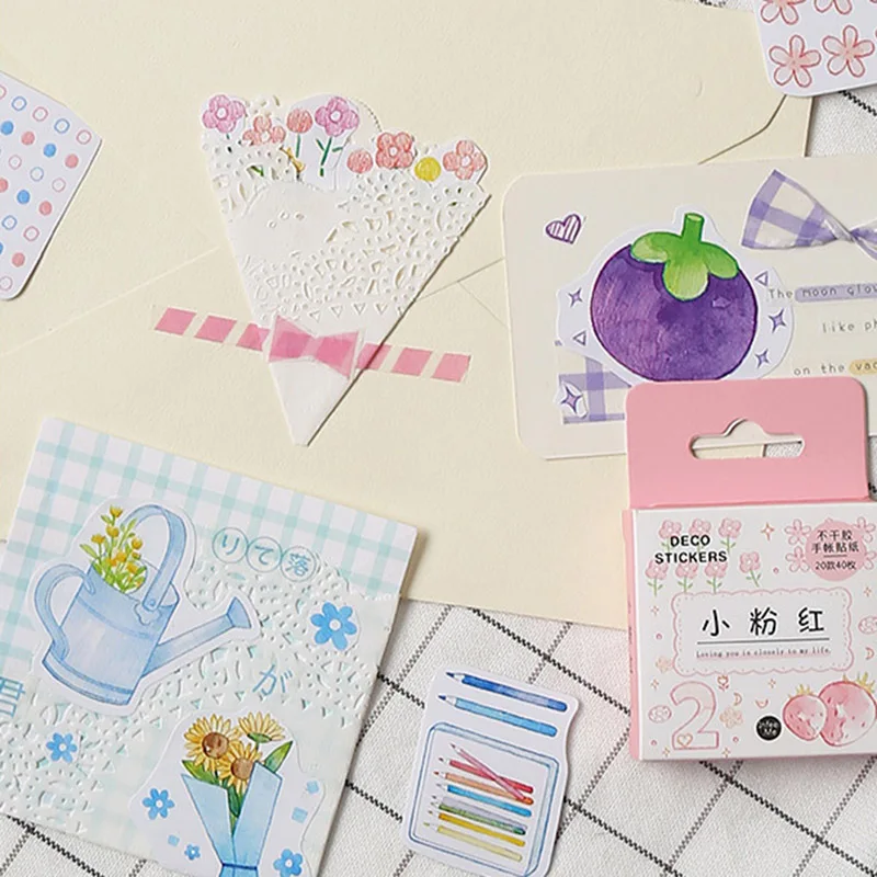 40Pcs Creative Candy Color Stickers Stationery Stickers Kawaii Fruit ...
