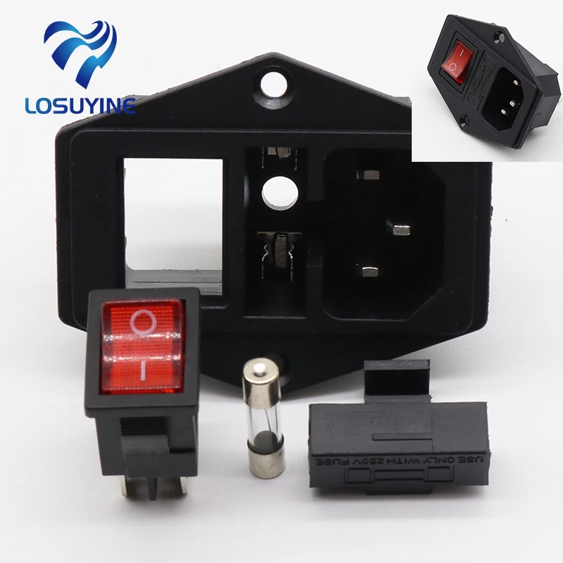 Power Rocker Switch IEC 3 Pin 320 C14 Inlet Power Sockets Switch ...