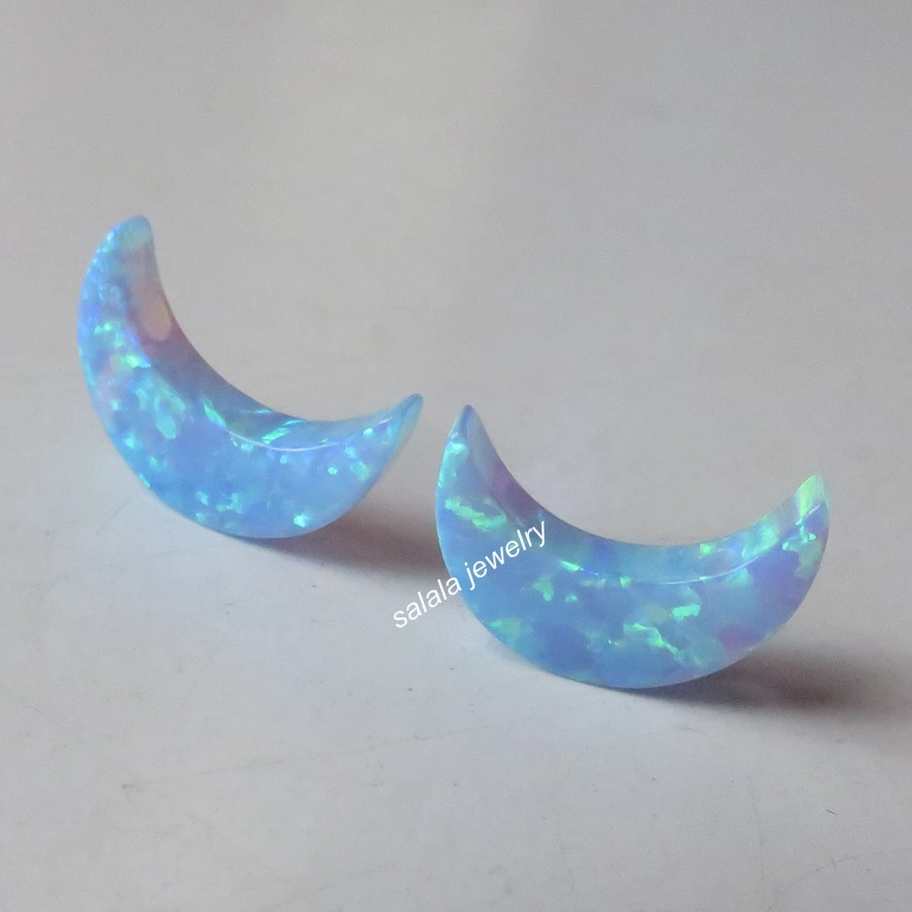 100pcs /lot 8x11mm Moon Fire Opal Op06 Light Blue Synthetic Moon Opal ...