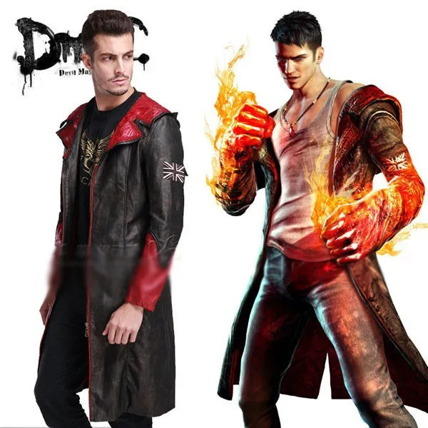 Devil May Cry Dmc Dante Cosplay Costume Black And Red Pleather Coat ...