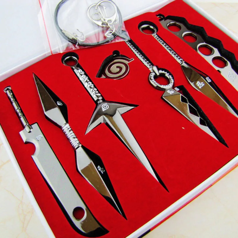 7 Pcs Naruto Mini Modelo De Armas De Metal Hatake Kakashi Deidara Kunai ...