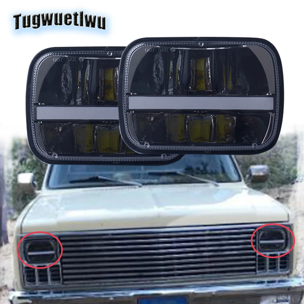 2pcs 5x7inch Rectangle Headlights car light assembly universial led ...