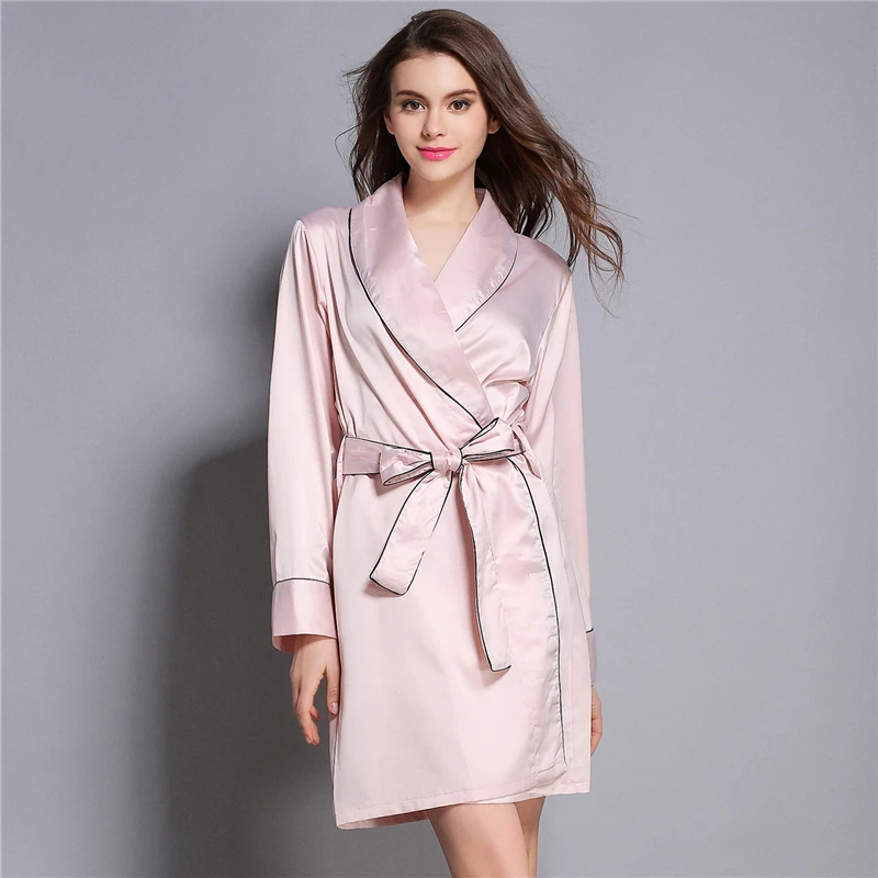 New Pattern Spring And Autumn Season Silk Robe Maam Sexy Pajamas
