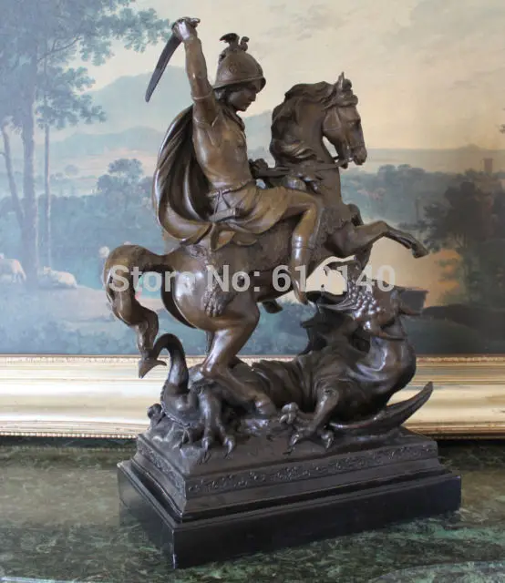 Saint George Dragon Slayer Military Saint Roman Soldier Bronze Marble ...