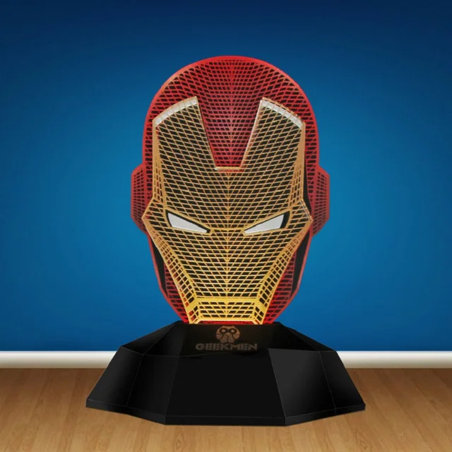 Marvel avengers LED Night light 3D Acrylic Desk lamp Iron Man Mask ...