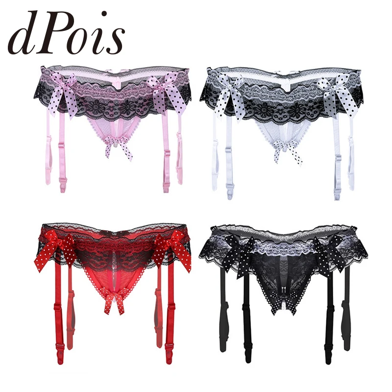 Sexy Womens Bikini G String Briefs Lingerie Crotchless Open Butt Ruffle
