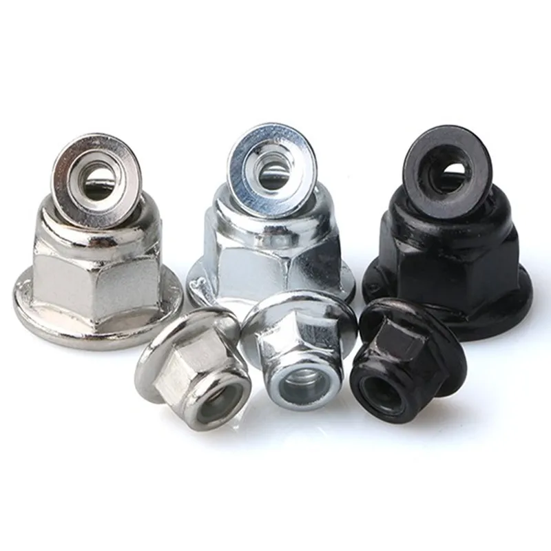 5-20pcs Flange Nylon Lock Nut M3 M4 M5 M6 M8 m10 m12 Black Carbon 304 ...