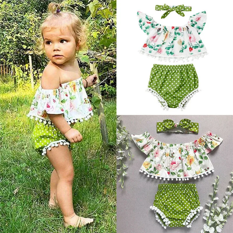 PUDCOCO 3PCS Newborn Baby Girl Sets Cotton Clothes Tops +Shorts ...