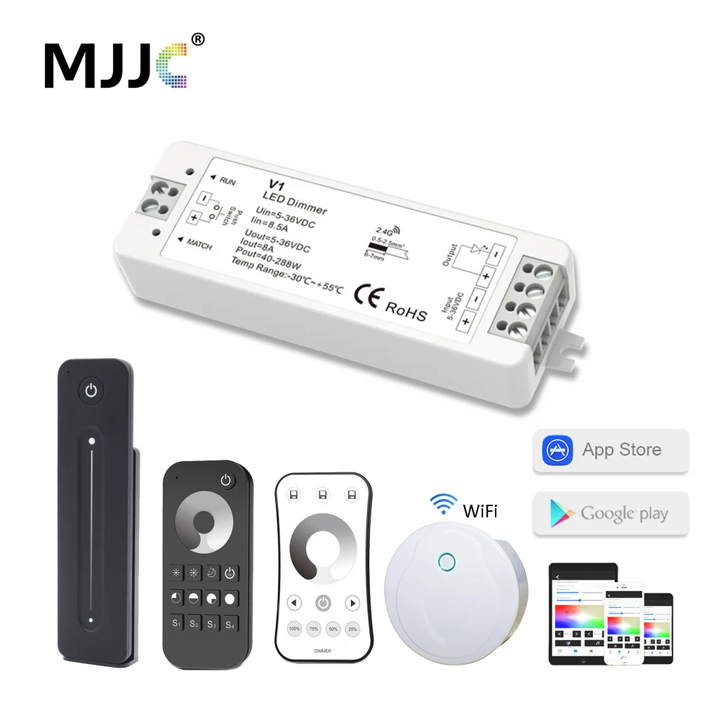 V1-LED-Dimmer-Switch-12V-24V-PWM-2-4G-LED-Touch-RF-Wireless-Remote-5V ...