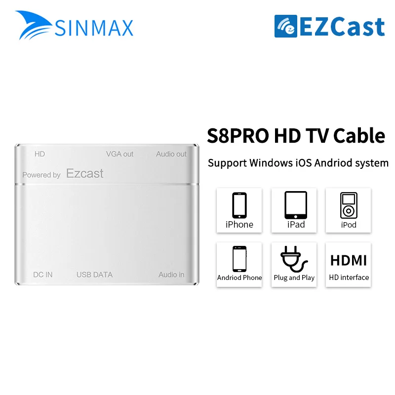 3 in 1 HDMI/VGA+Audio Converter Digital AV Adapter EZCast TV stick for ...