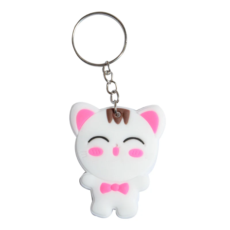 2pcs/lot new arrival white cat key ring Soft rubber key chain Sweet and ...