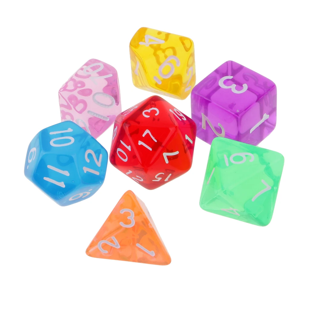7Piece/Set Multi-color Multi-sided Dice D4 D6 D8 D10 D12 D20 for DND ...