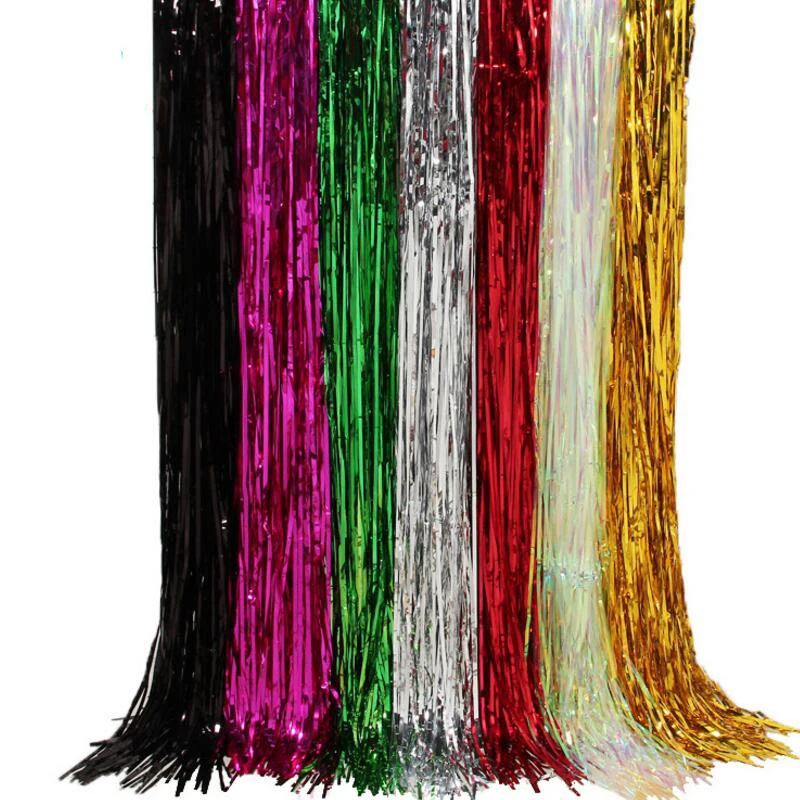 100*200cm 3pcs/lot Colorful Fringed Curtain Ribbon Streamers Shiny ...