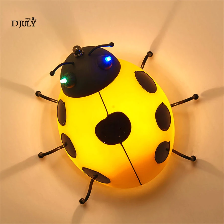 creative Ladybug stained glass led wall lamp for children bedroom study ...