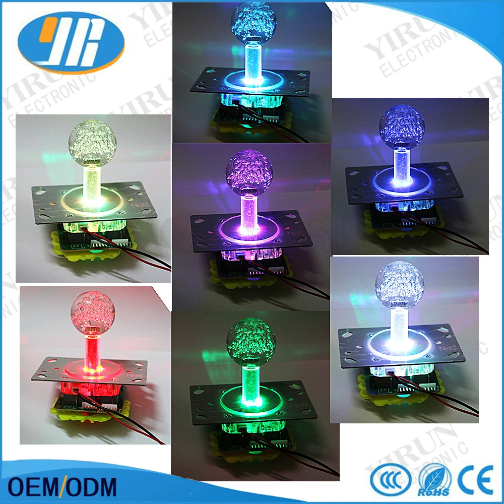 Joystick iluminado de 12V, palo LED colorido intermitente con bola ...