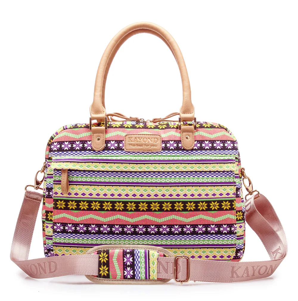 Kayond Canvas Yellow Snowflake Print Women Shoulder Bag Multiuse Laptop