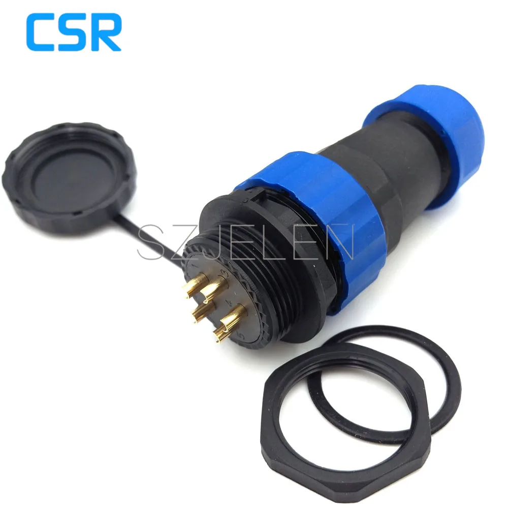 SD28TP-ZM, 5 pin waterproof connector,IP67, LED Panel mount 5 pin power ...