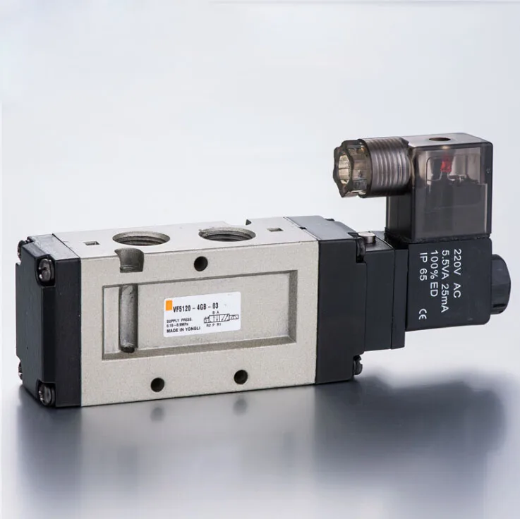 3/8" VF 3 position 5 way pilot operated type Single solenoid lead wire ...