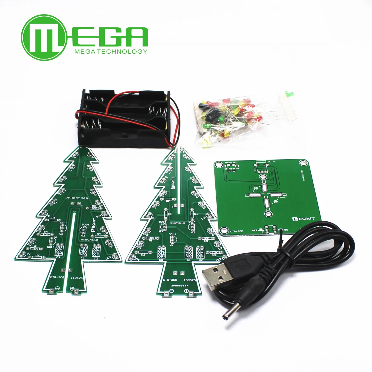 Three-dimensional 3d Christmas Tree Led Diy Kit Red/green/yellow Led ...
