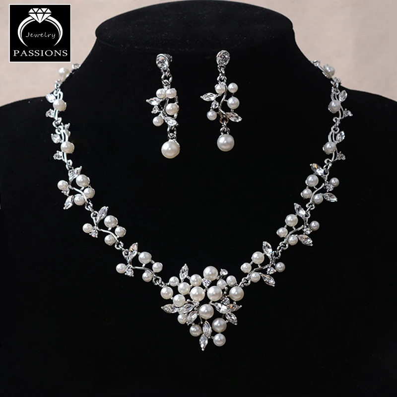 Hot Sale Pearl Bridal Jewelry Set Big Prom Party Accessories Pearl ...