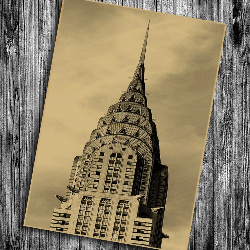 HOT old classic building Vintage Poster Kraft Paper Paint Retro Wall ...