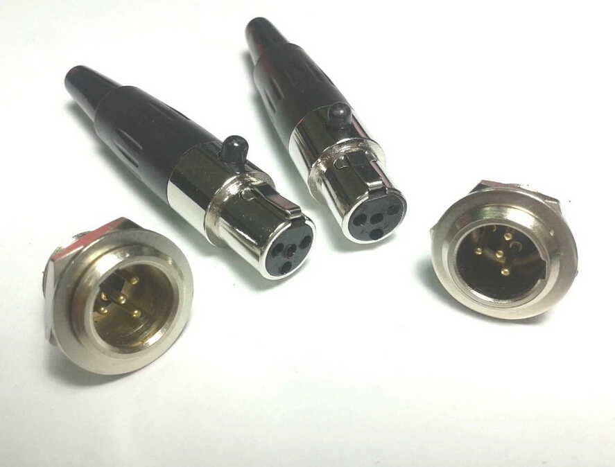 10 unids/lote mini XLR 4 pines hembra audio micrófono conector + 10 ...