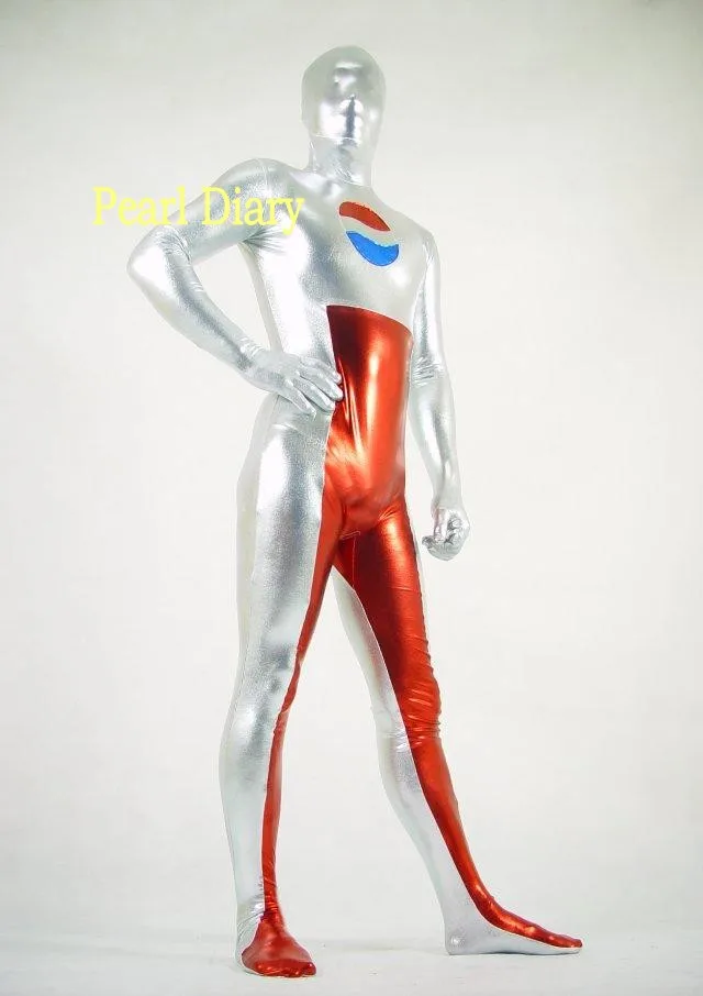 Brand Classic red and Silver Shiny Metallic Pepsi Man Cosplay Costume ...