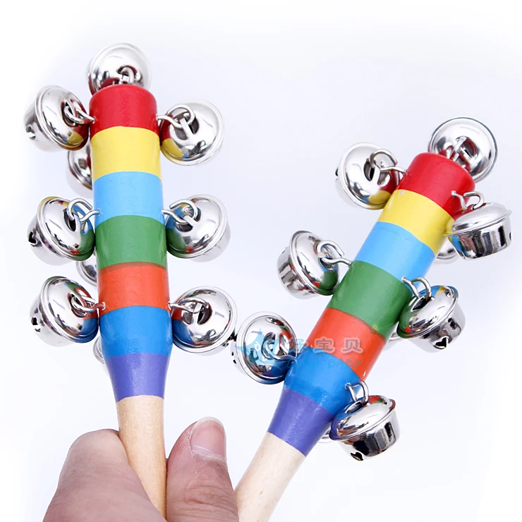 Baby Rattle Infant Wooden Rattle Colorful Jingle Bells Toy Musical ...