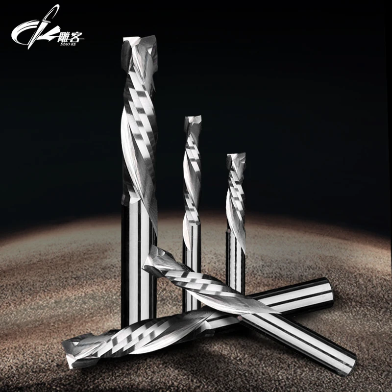 1pcs 6mm Shk Upanddown Cut Two Flutes Spiral Carbide Mill Tool Cutters Cnc Router Compression End