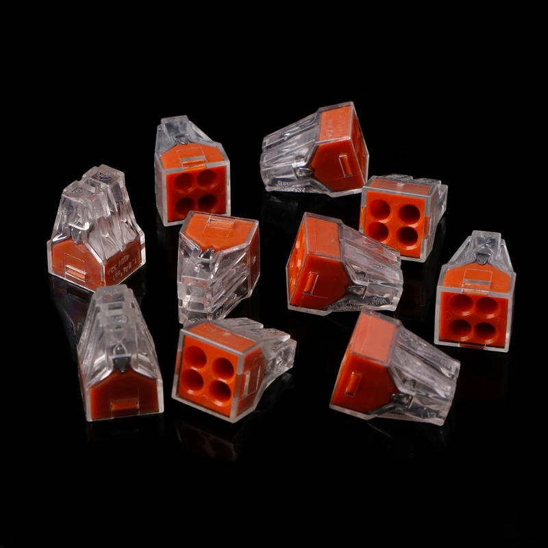 10 Pcs PCT-104 Push Wire Wiring Connector For Junction Box 4 Pin ...