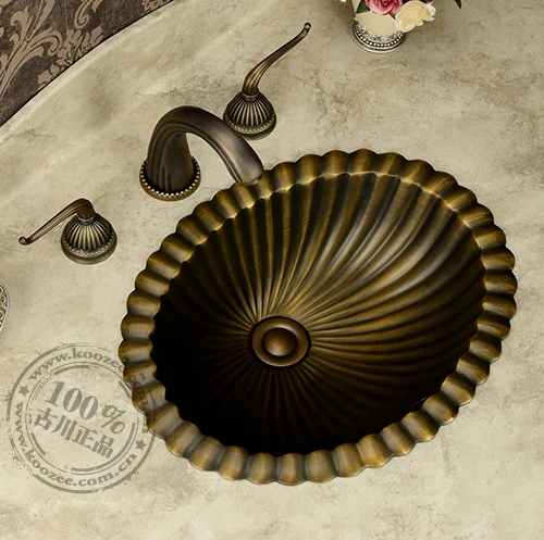 Classic Bronze Basin Bathroom Wash Basin Counter Basin Fashion Vintage ...