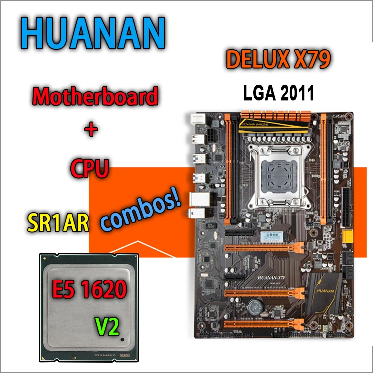 Huanan oro Deluxe versión X79 juego motherboard para Intel LGA 2011 ATX combos E5 1620 V2 SR1AR ...