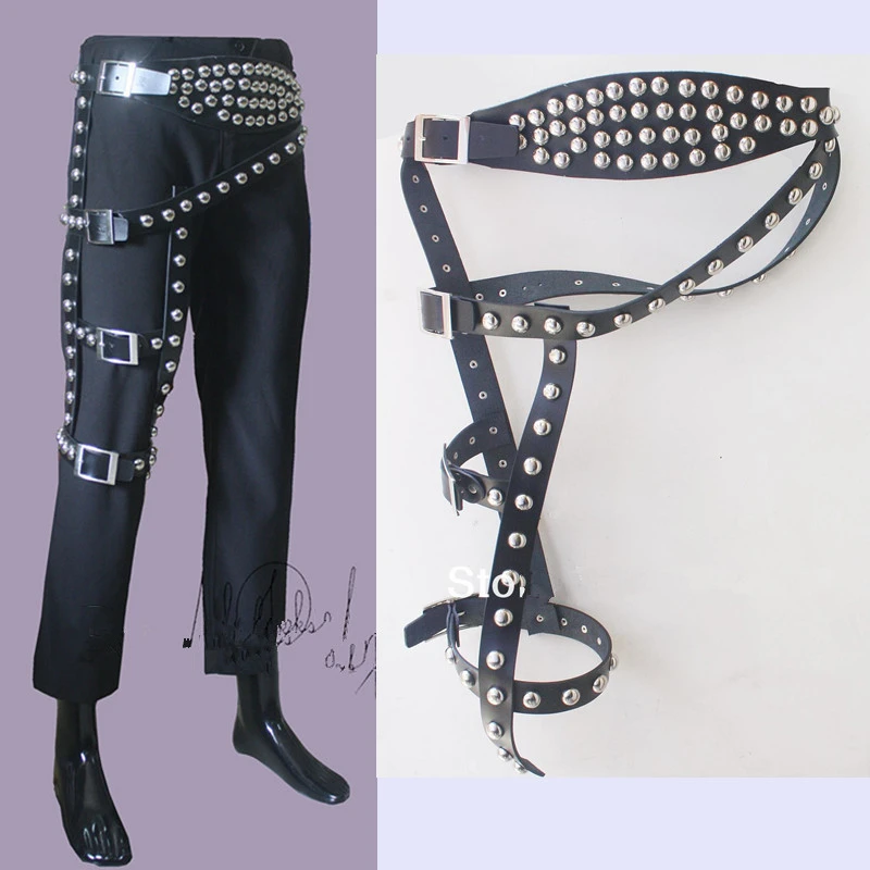 Mj Michael Jackson Bad Jam Classic Leg Belt Punk Rivet Metal Free ...