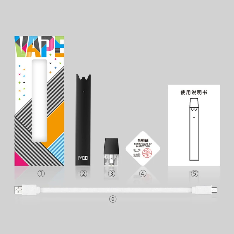 Original M10 pod vape kit LED power indicating Pod System kit 240mAh ...
