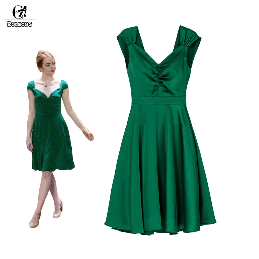 ROLECOS la la land Emma Stone Mia Cosplay Costume Green Backless Beauty ...