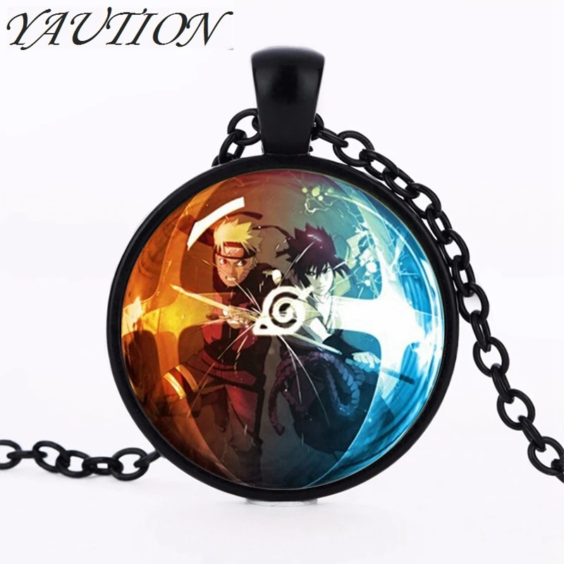 New Design Classic Anime NARUTO glass dome necklace 3 colors chain ...